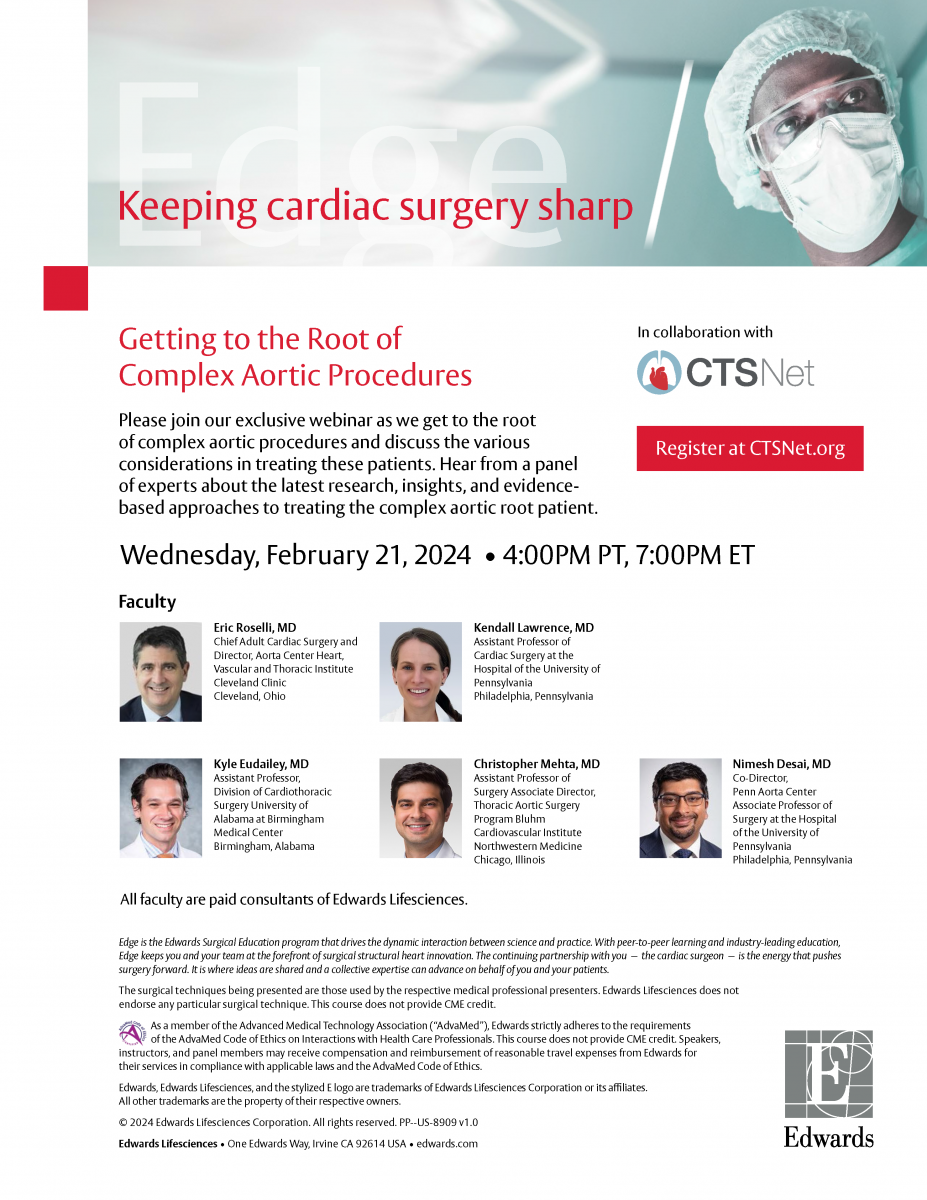 Sponsored Content: Upcoming Edwards Webinar — "Getting to the Root of Complex Aortic Procedures ...